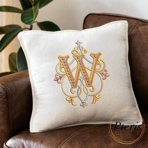 Capital Letter W French Wedding Monogram Machine Embroidery Design ...