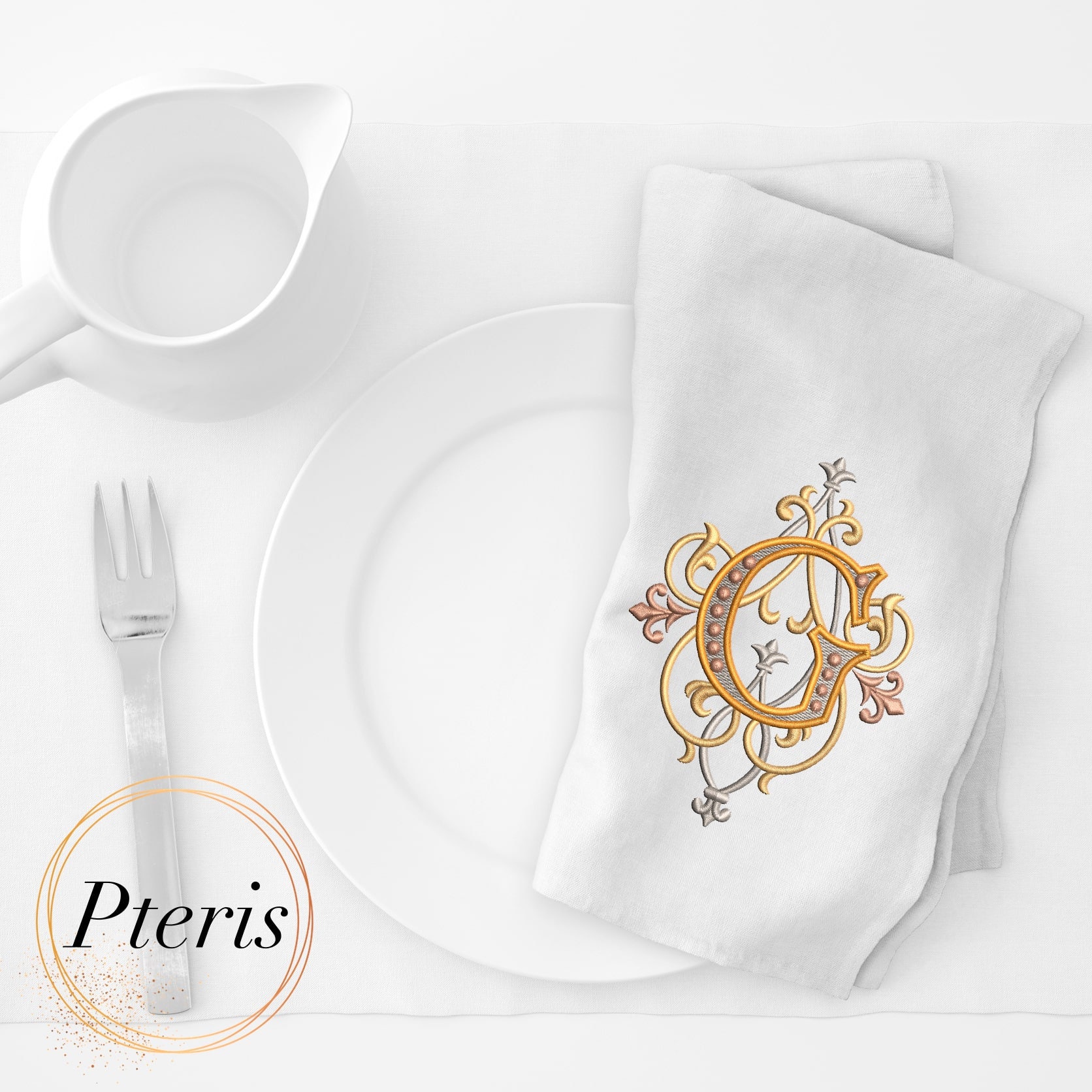 Capital Letter G French Wedding Monogram Machine Embroidery Design ...
