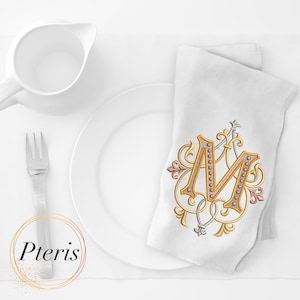 Capital Letter M French Wedding Monogram Machine Embroidery Design ...