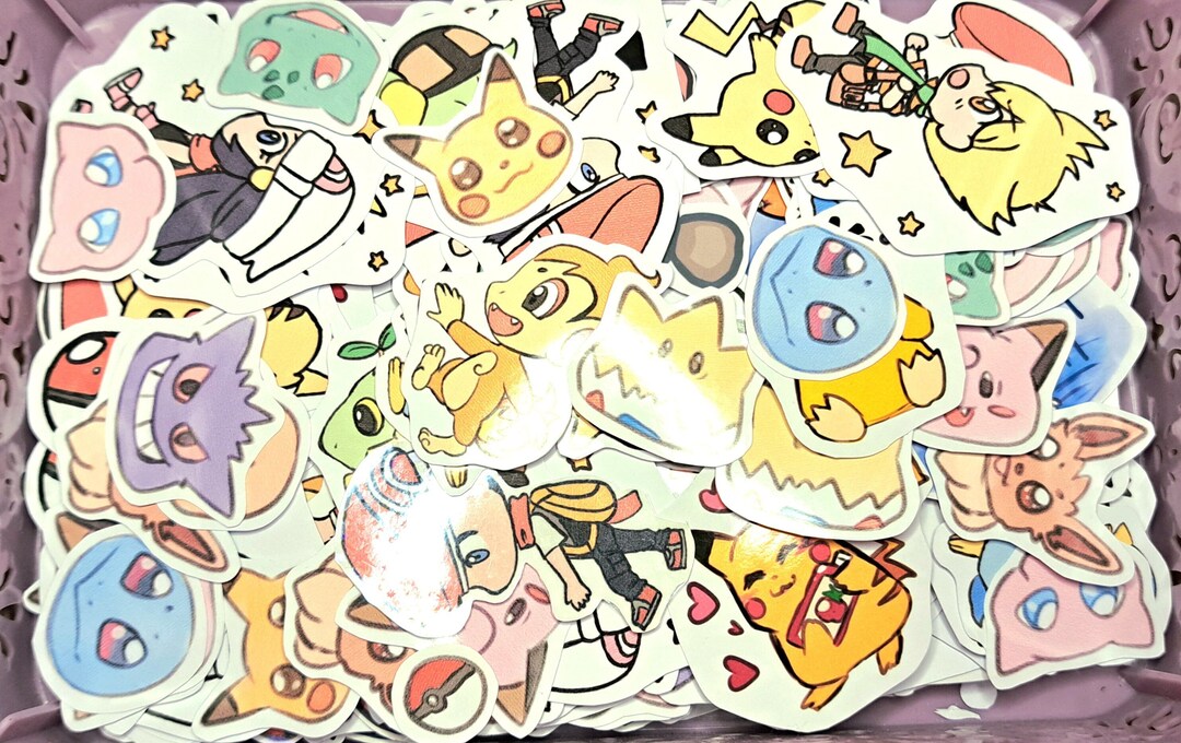 Cute Anime Poke Stickers - Glossy, Vinyl, Waterproof - Etsy