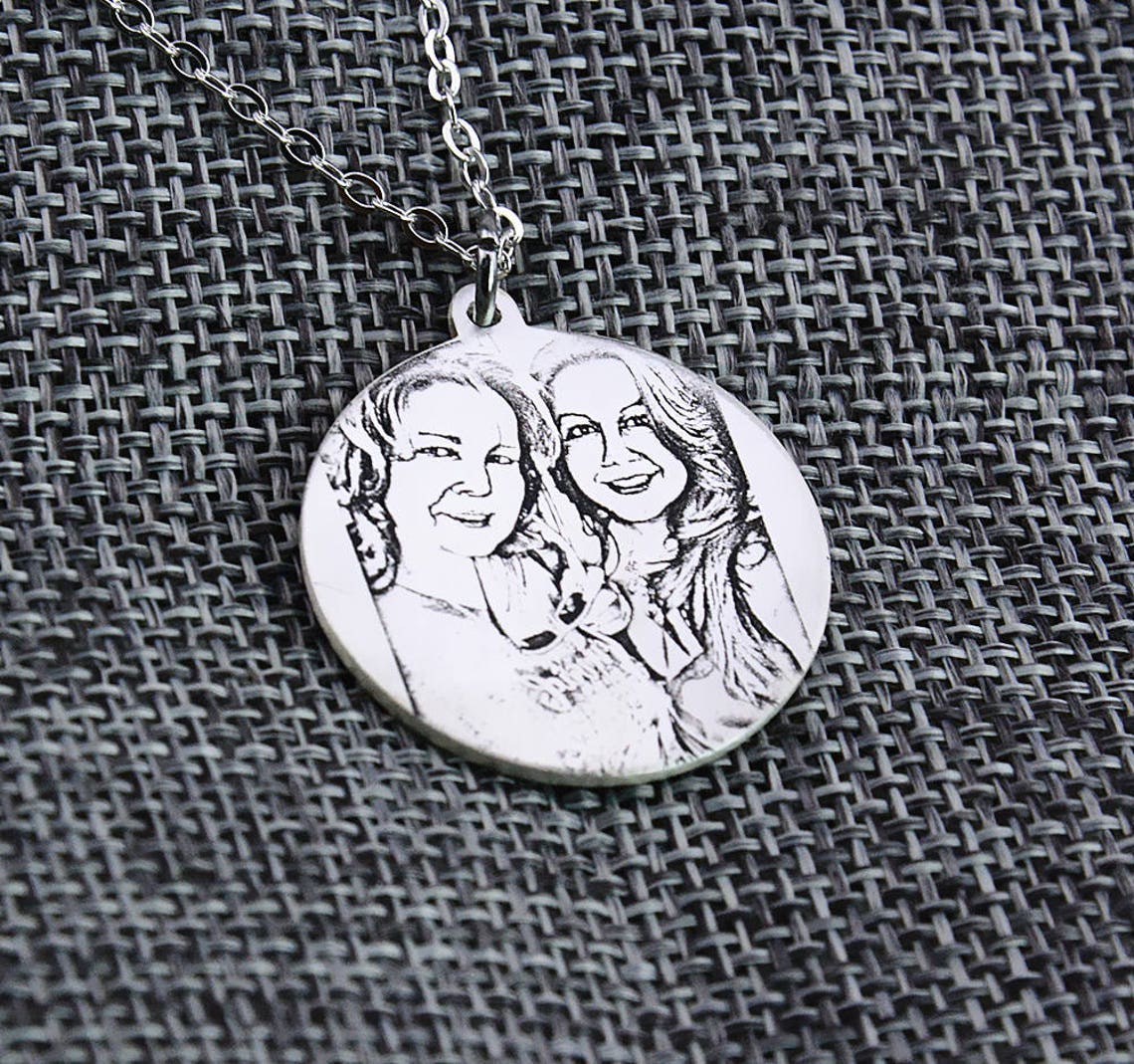 Engraved Photo NecklaceCustom Picture NecklacePersonalized | Etsy
