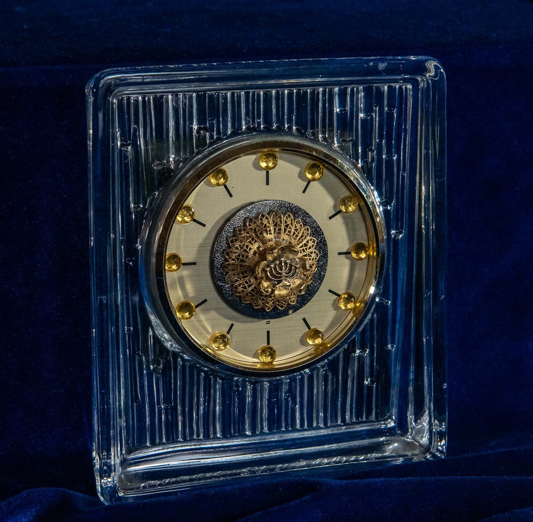 Accent Piece Evokes Shabbat Clock That Rests. Heavy Striated Glass ...