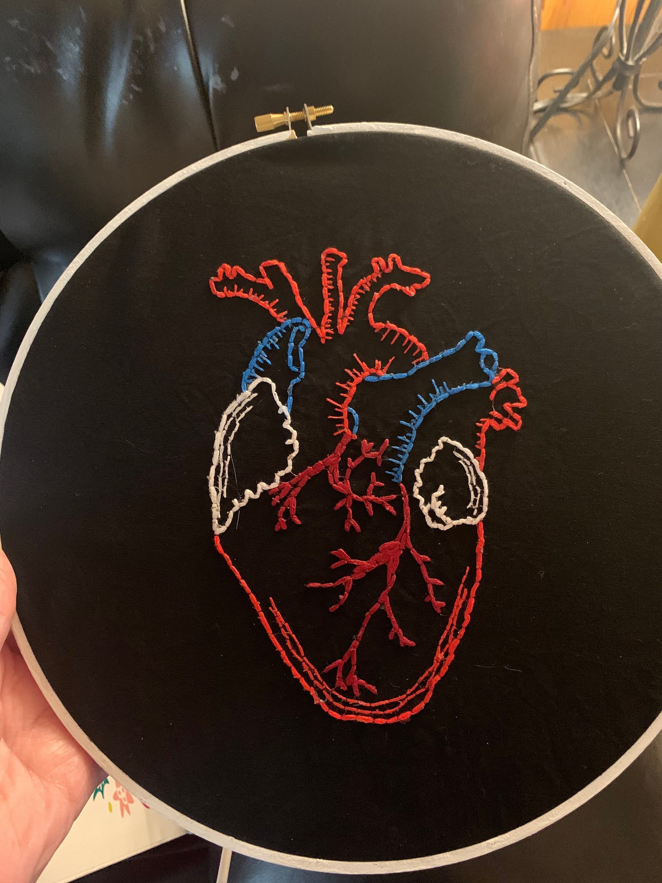 Anatomical Heart Finished Embroidery - Etsy