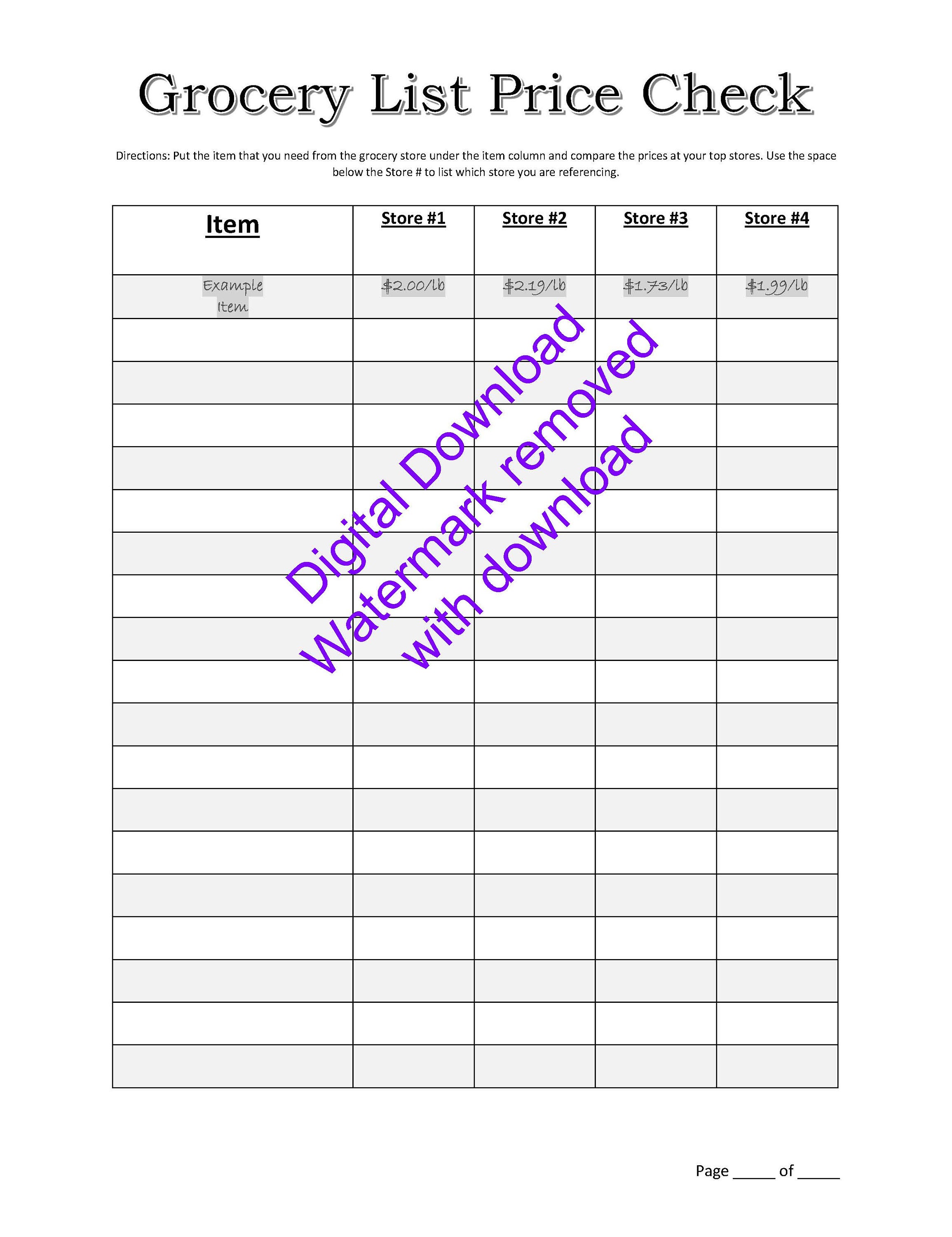 Grocery Price Comparison Printable - Etsy Grocery Price Comparison Printable - Etsy