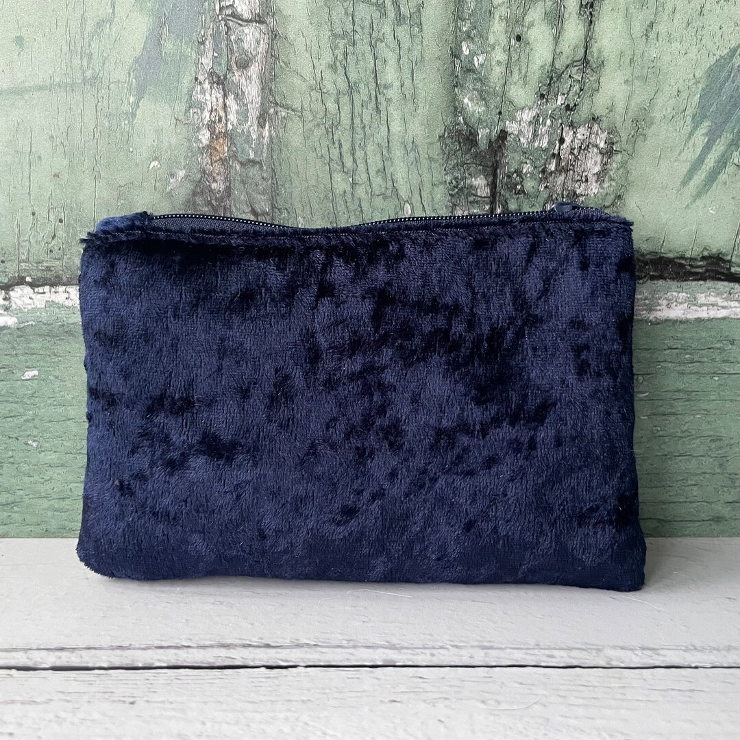 Navy Blue Crushed Velvet Zip Coin Purse Pouch - Etsy