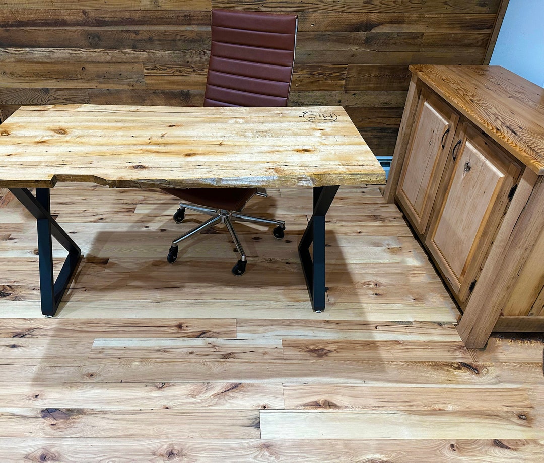Reclaimed Hickory Wood Flooring Boards Unfinished Wide Plank Tongue and ...