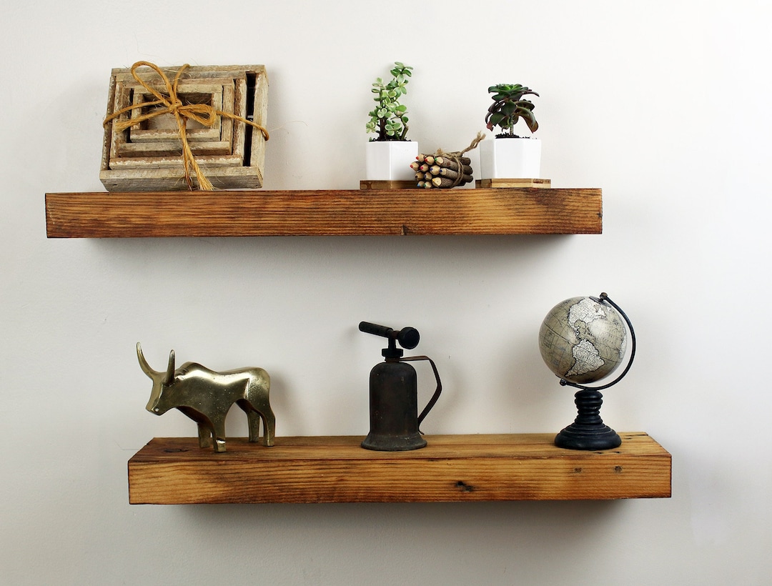Reclaimed Barnwood Floating Shelves - Rustic Wall Decor, Set of 2 - Etsy