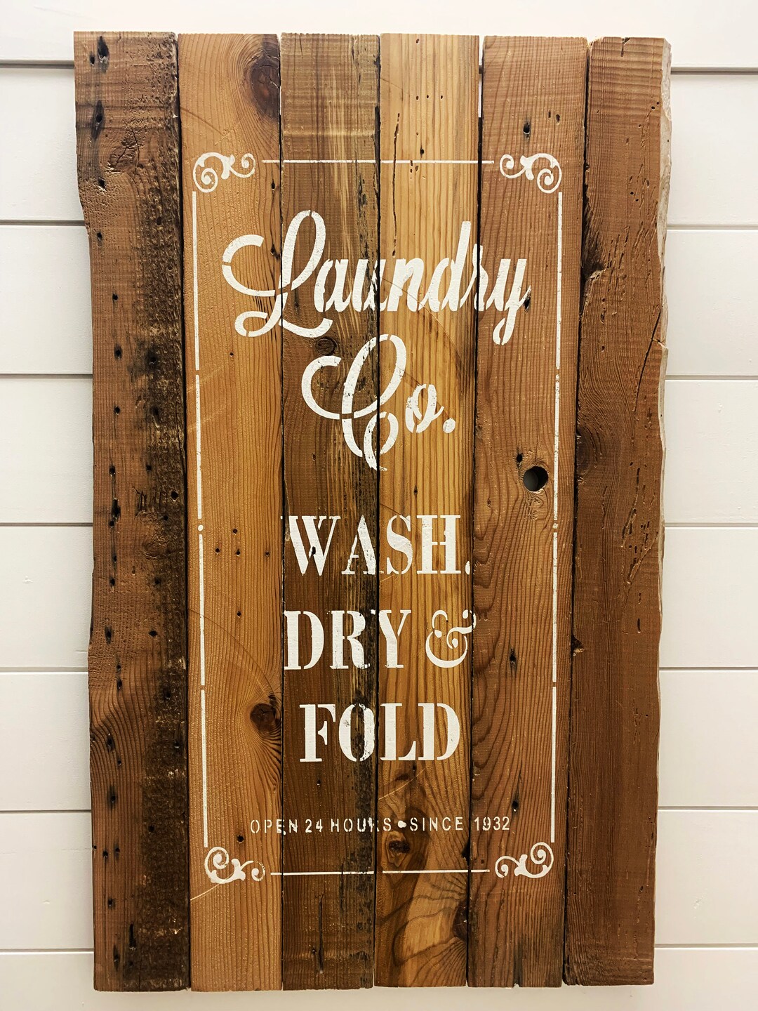 Wooden Laundry Sign, Reclaimed Wood Wall Decor, Farmhouse Wall Art ...