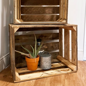 Rustic Wooden Crates, Set of 3 Reclaimed Wood Storage Crates, Stackable ...