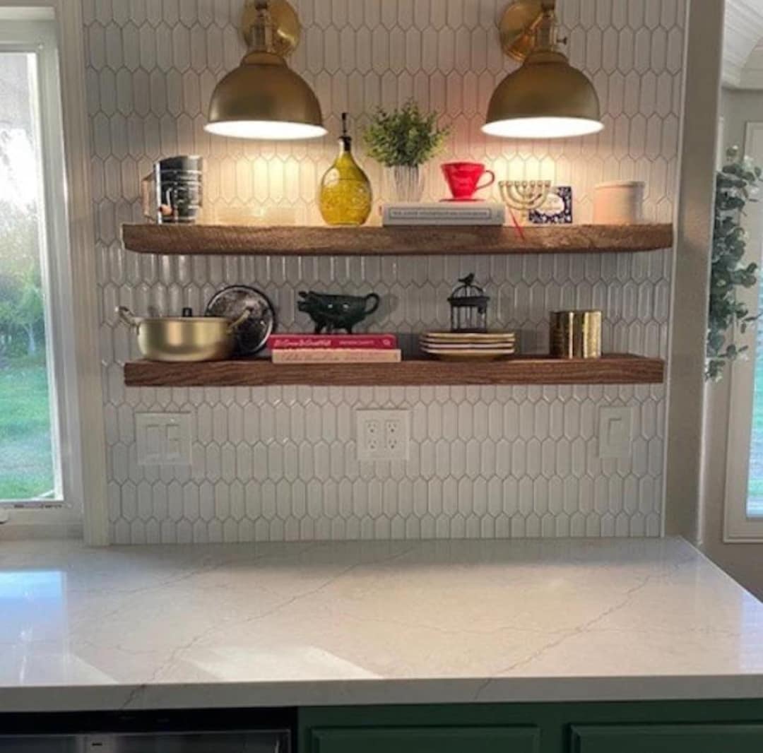 Reclaimed Barnwood Shelf: Rustic Solid Wood Wall Shelves With Brackets ...