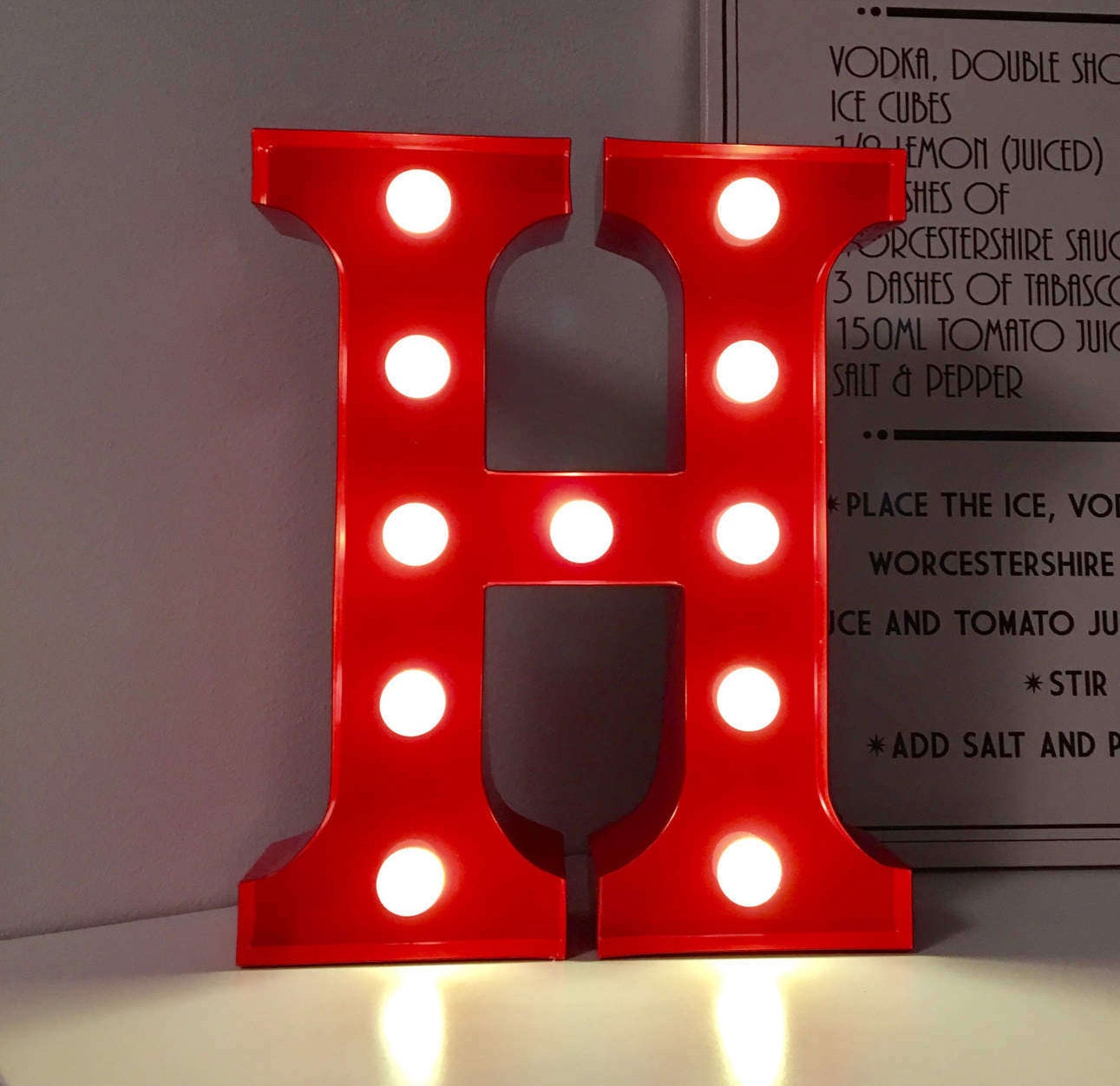 LETTER H Metal Carnival Style Marquee Light LED Light up - Etsy UK