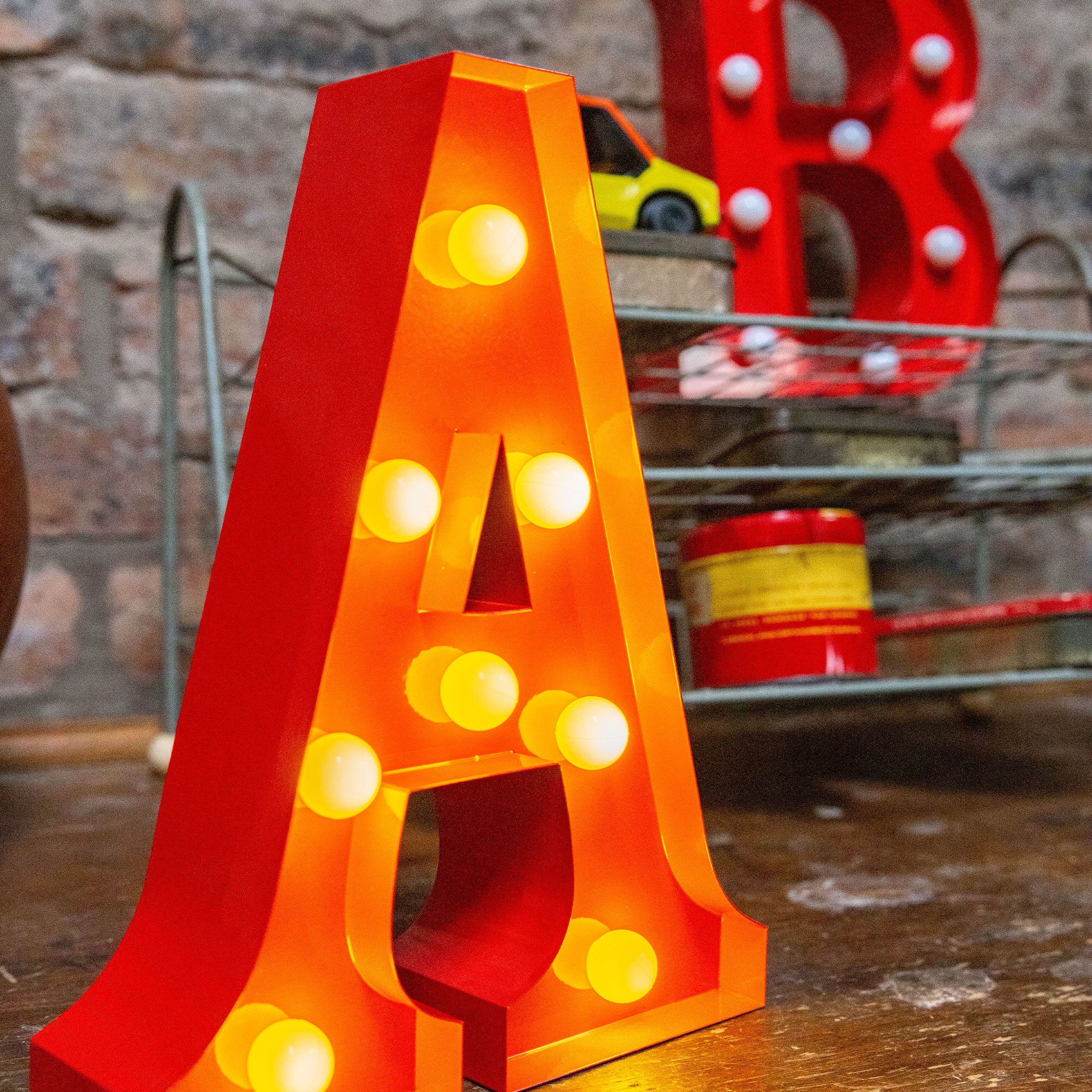 RED Letter Lights, METAL Carnival Style Circus Marquee Lights, A-Z LED ...