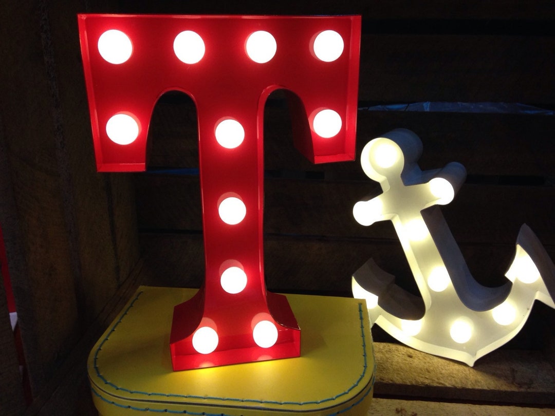 Metal Marquee Letter T Light – 9 Inch LED Carnival Sign - Etsy
