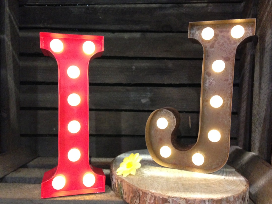 LETTER I - Metal Carnival Style Marquee Light, LED Light up Letter ...