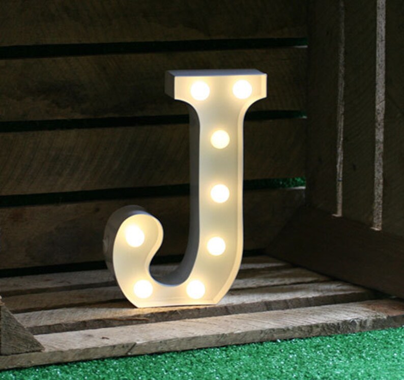 LETTER J - Metal Carnival Style Marquee Light, LED Light up Letter ...