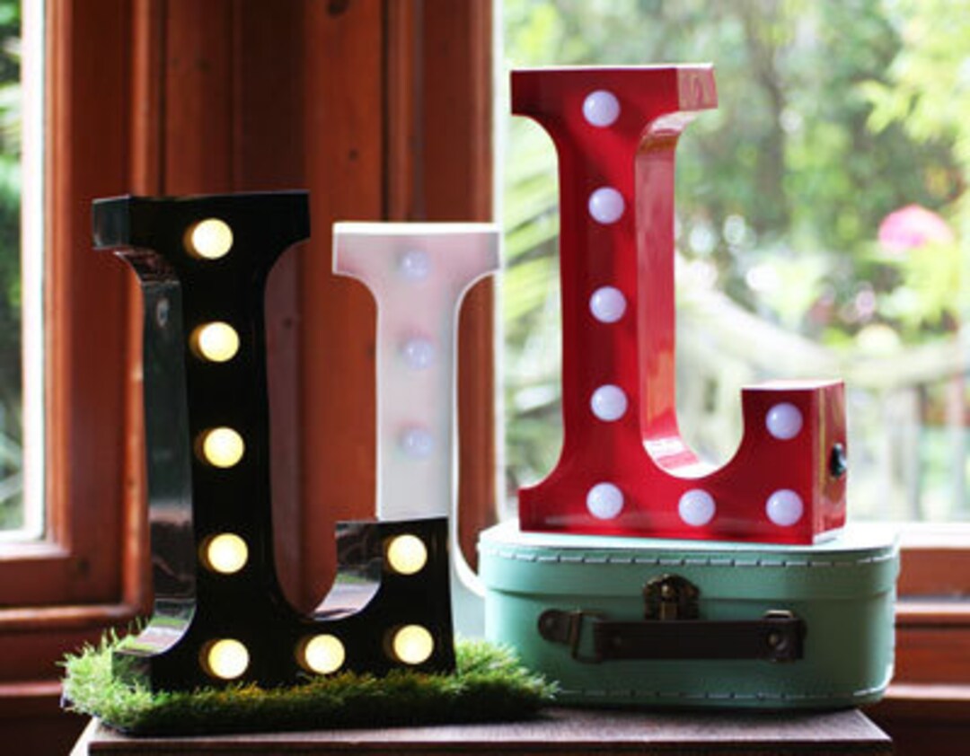 LETTER L - Metal Carnival Style Marquee Light, LED Light up Letter ...