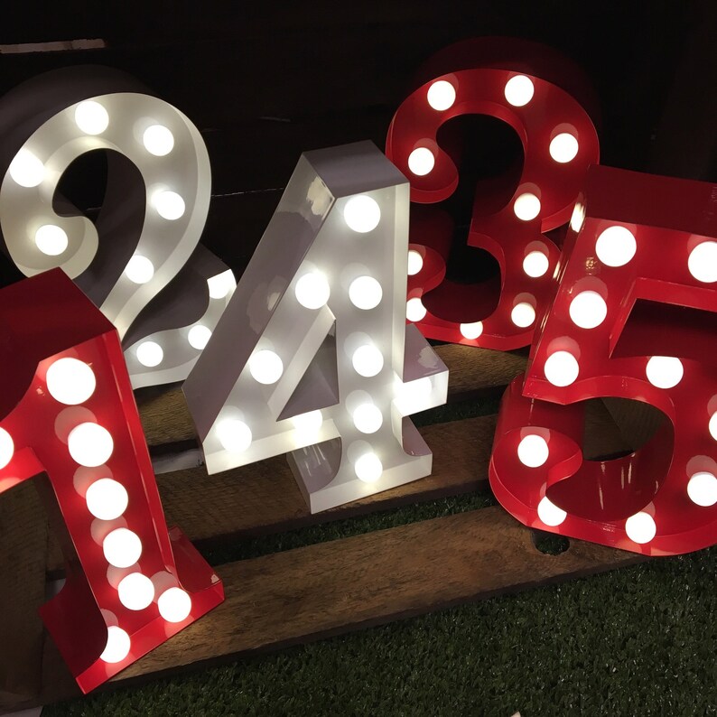 NUMBERS Metal Carnival Style Marquee Light LED Number Light - Etsy UK