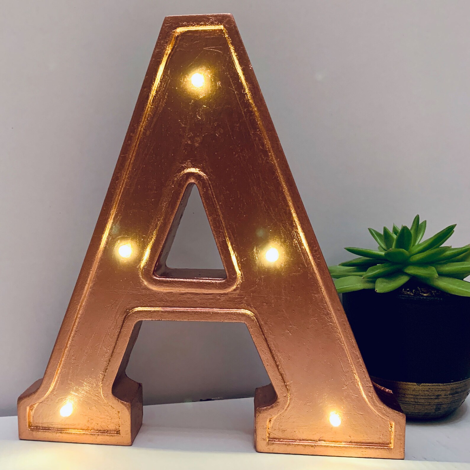 ROSE GOLD Wooden Letters A-Z & LED Light up Letter Lights - Etsy UK