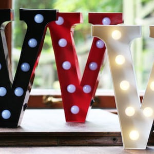 LETTER V - Metal Carnival Style Marquee Light, LED Light up Letter ...