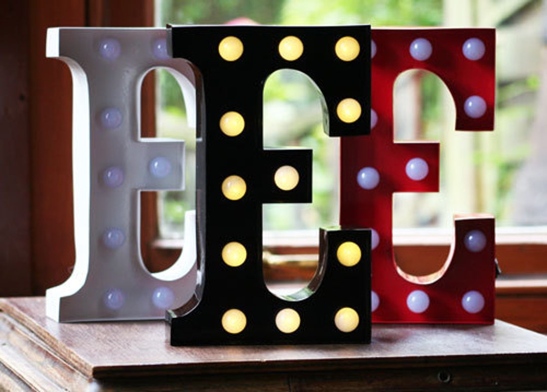 LETTER E - Metal Carnival Style Marquee Light, LED Light up Letter ...