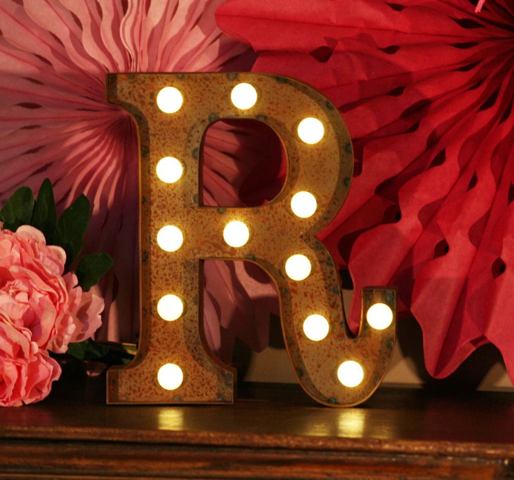 LETTER R Metal Carnival Style Marquee Light LED Light up | Etsy