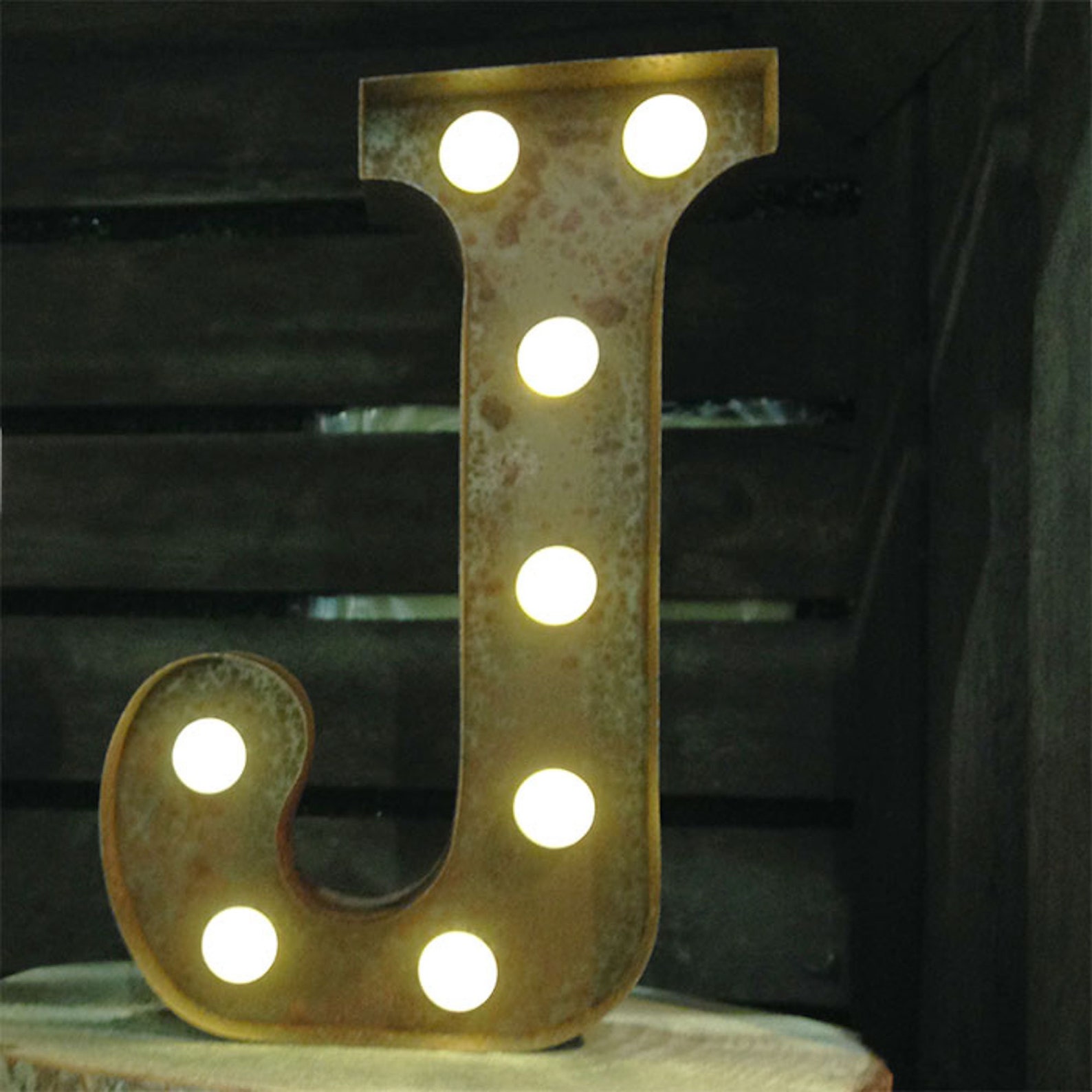 LETTER J - Metal Carnival Style Marquee Light, LED Light up Letter ...