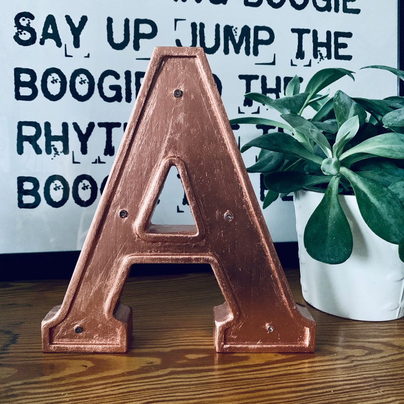 ROSE GOLD Wooden Letters A-Z & LED Light up Letter Lights - Etsy UK