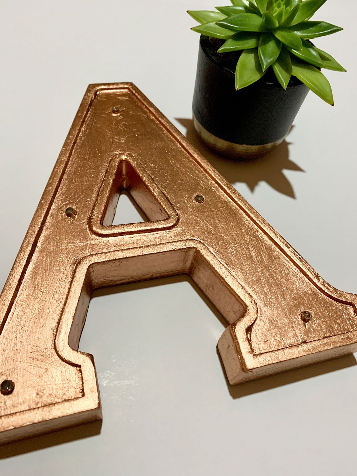 ROSE GOLD Wooden Letters A-Z & LED Light up Letter Lights - Etsy UK