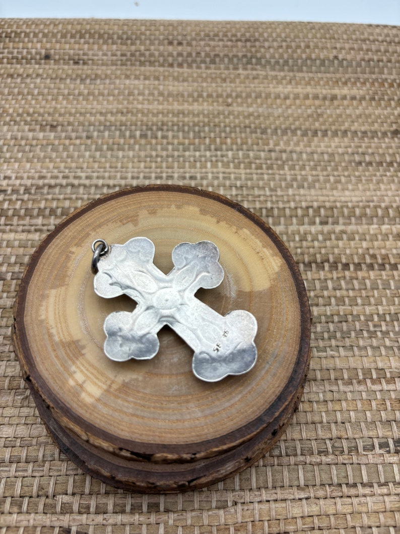 Large Sterling Southwestern Tooled Cross With Multi Stones - Etsy