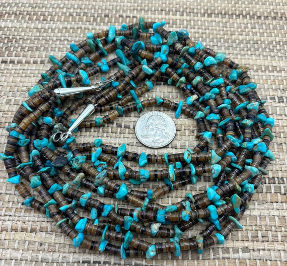 Vintage turquoise nugget and pen shell heshie native … - Gem
