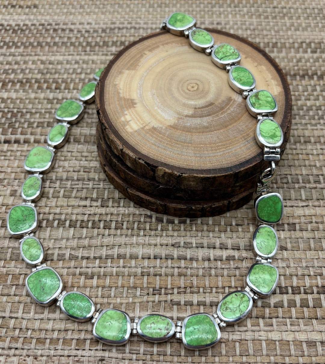 Peyote Bird Green Gaspeite and Sterling Tennis Necklace - Etsy