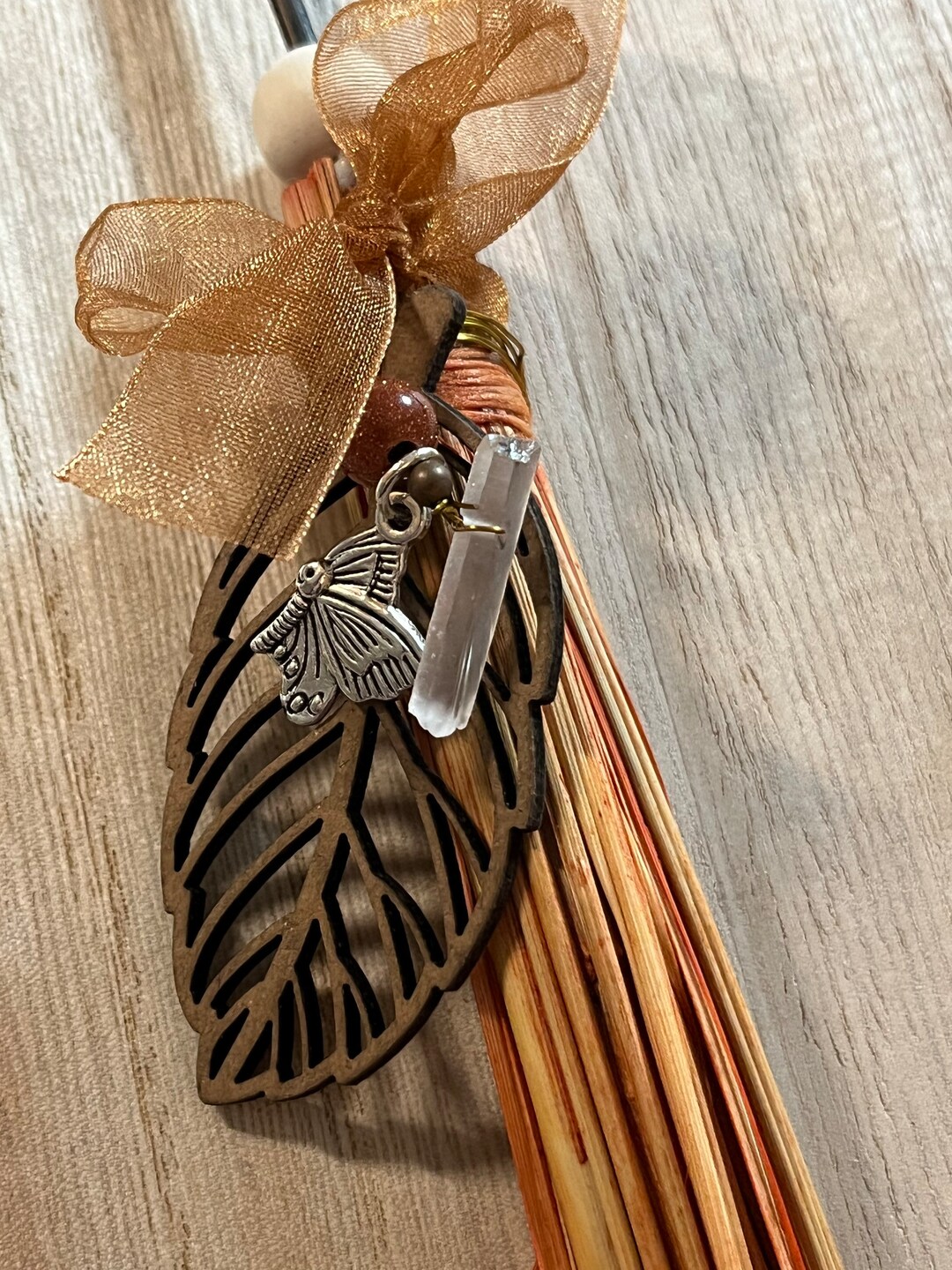 Witches Broom: Hemp Cord, Quartz, Silver Charm - Cleansing & Protection ...