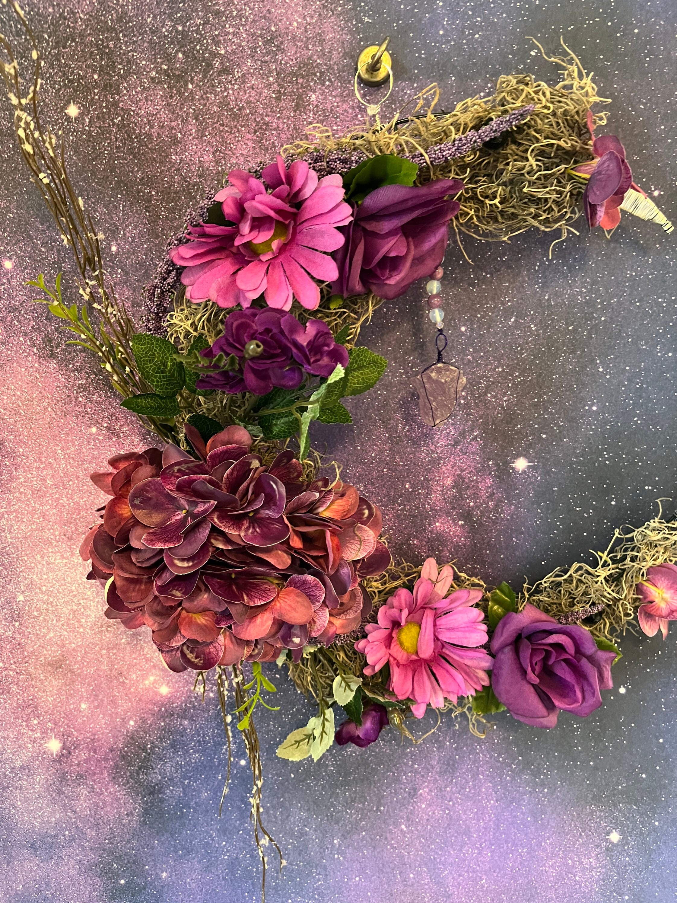 Custom Crystal Moon Wreath: Floral Home Decor Amethyst - Etsy