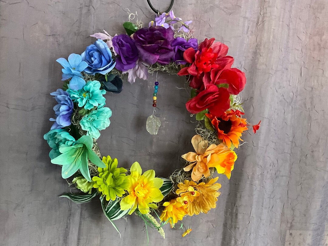 Chakra Moon Wreath. Pride Wreath. Chakra Wreath. Crystal Moon Wreath. Chakra Wall Decor. - Etsy