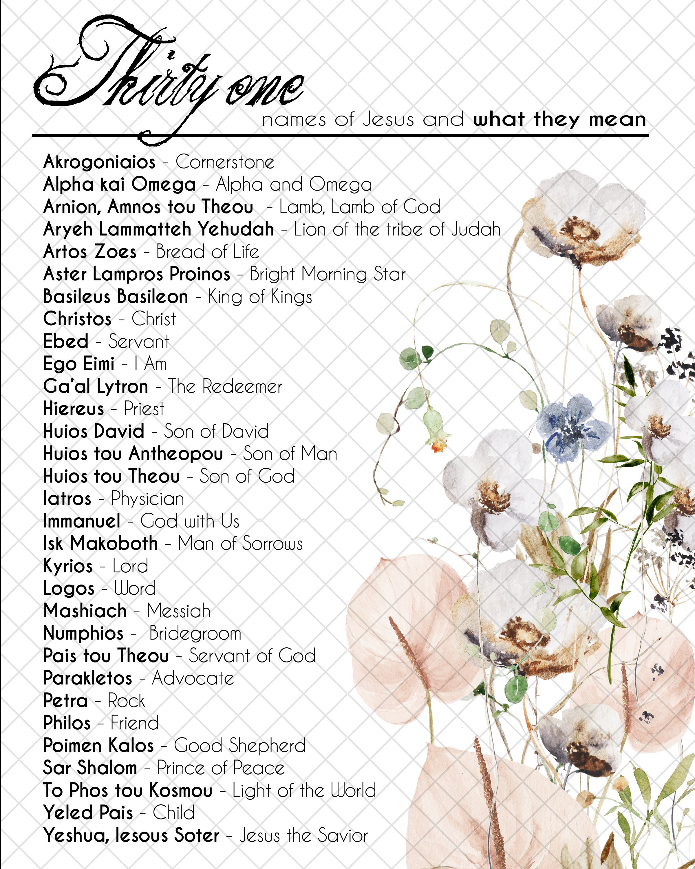 Hebrew Names Of Jesus