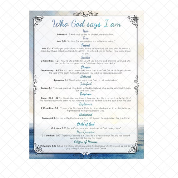 Who God Says I Am Who I Am in Christ Faith Scripture - Etsy