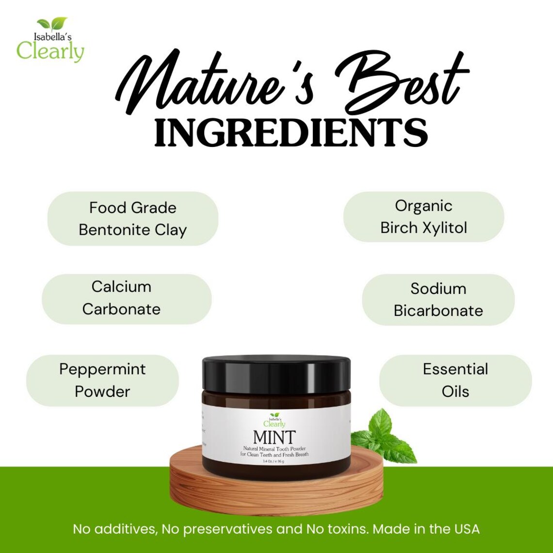 Mint Tooth Powder - Remineralizing and Natural - Vegan and Fluoride ...