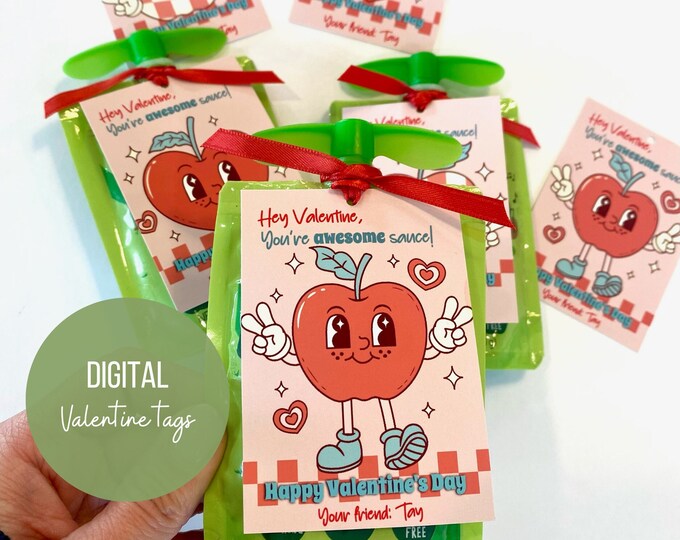 PRINTABLE Applesauce Kids Valentine Tag,awesome Sauce Valentine ...