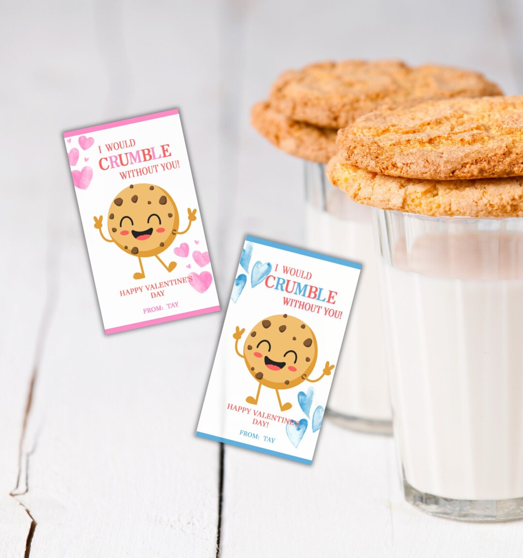 PRINTABLE Chocolate Chip Cookie Valentine Tag,cookie Bag Tag,milk and ...
