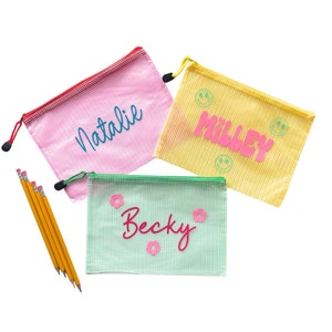 Personalized Mesh Waterproof Monogram Pouch,back to School Pencil Pouch ...