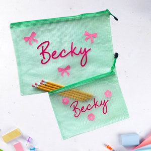 Personalized Mesh Waterproof Monogram Pouch,back to School Pencil Pouch ...