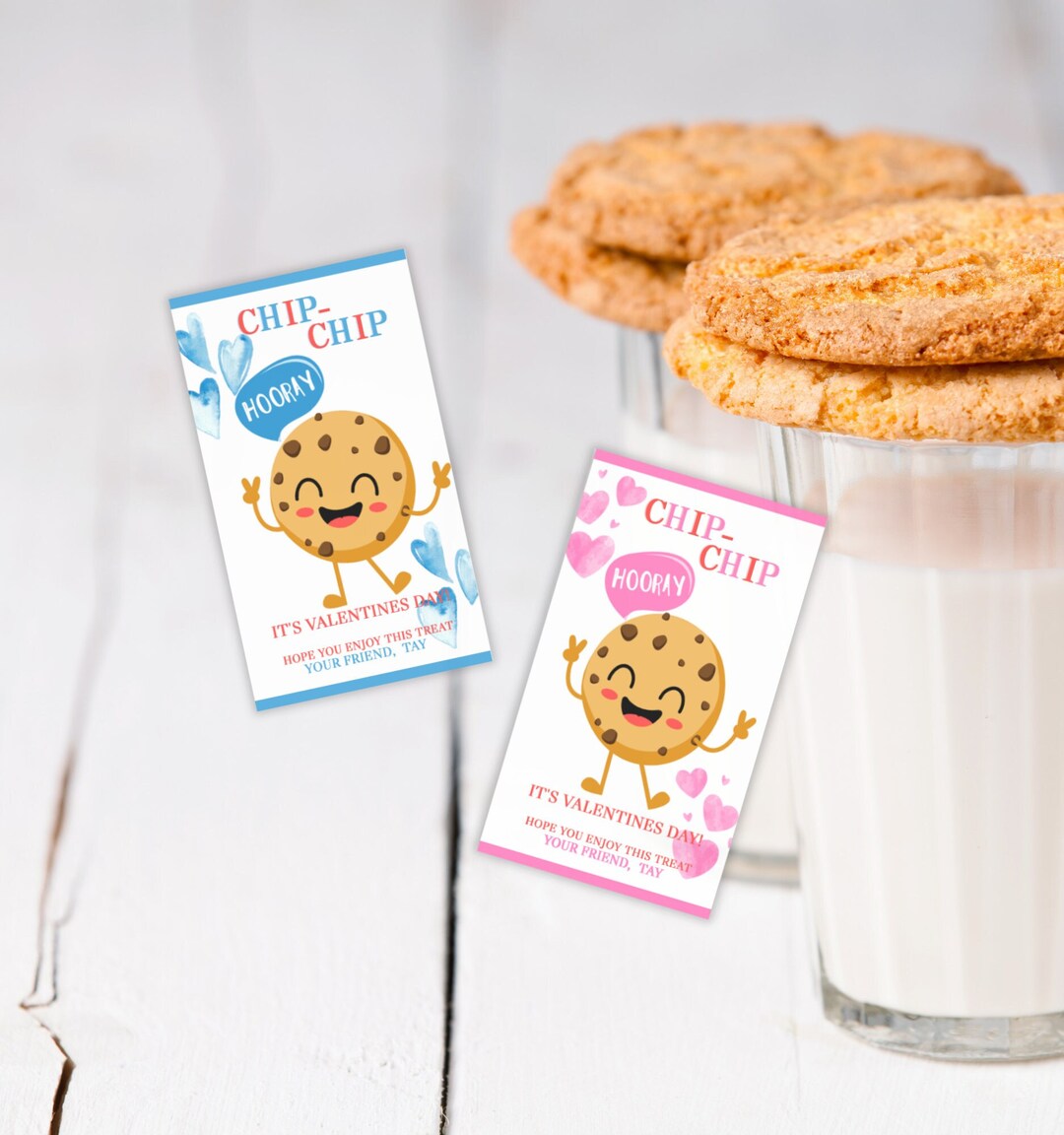 PRINTABLE Chocolate Chip Cookie Valentine Tag,cookie Bag Tag,milk and ...