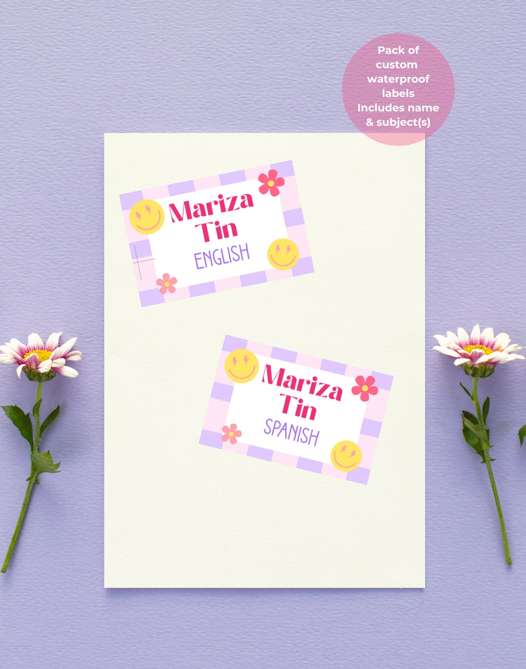 Personalized Waterproof Subject Folder Labels: Custom Name Organization ...