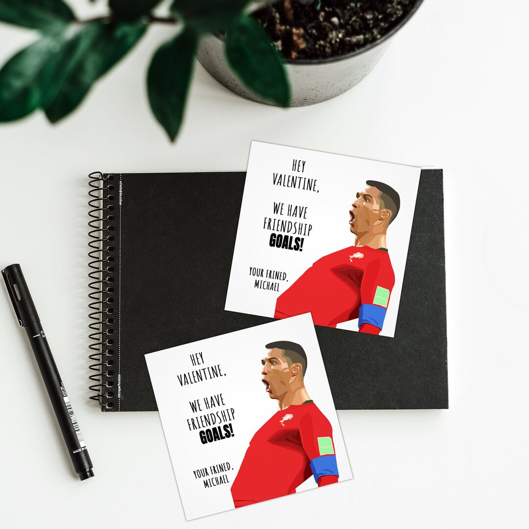 PRINTABLE Valentine Card,ronaldo Valentine Card, Soccer Valentine Tag ...