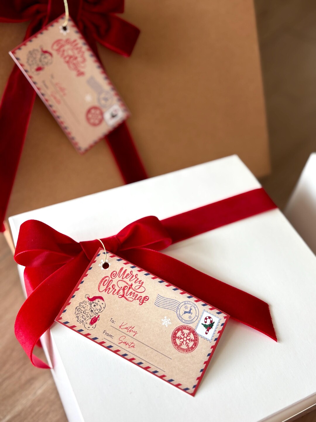 Personalized Christmas Gift Tags –custom Name Holiday Labels –santa ...
