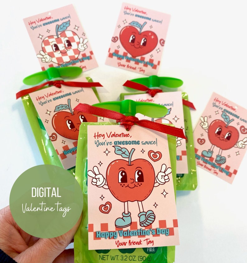 PRINTABLE Applesauce Kids Valentine Tag,awesome Sauce Valentine ...