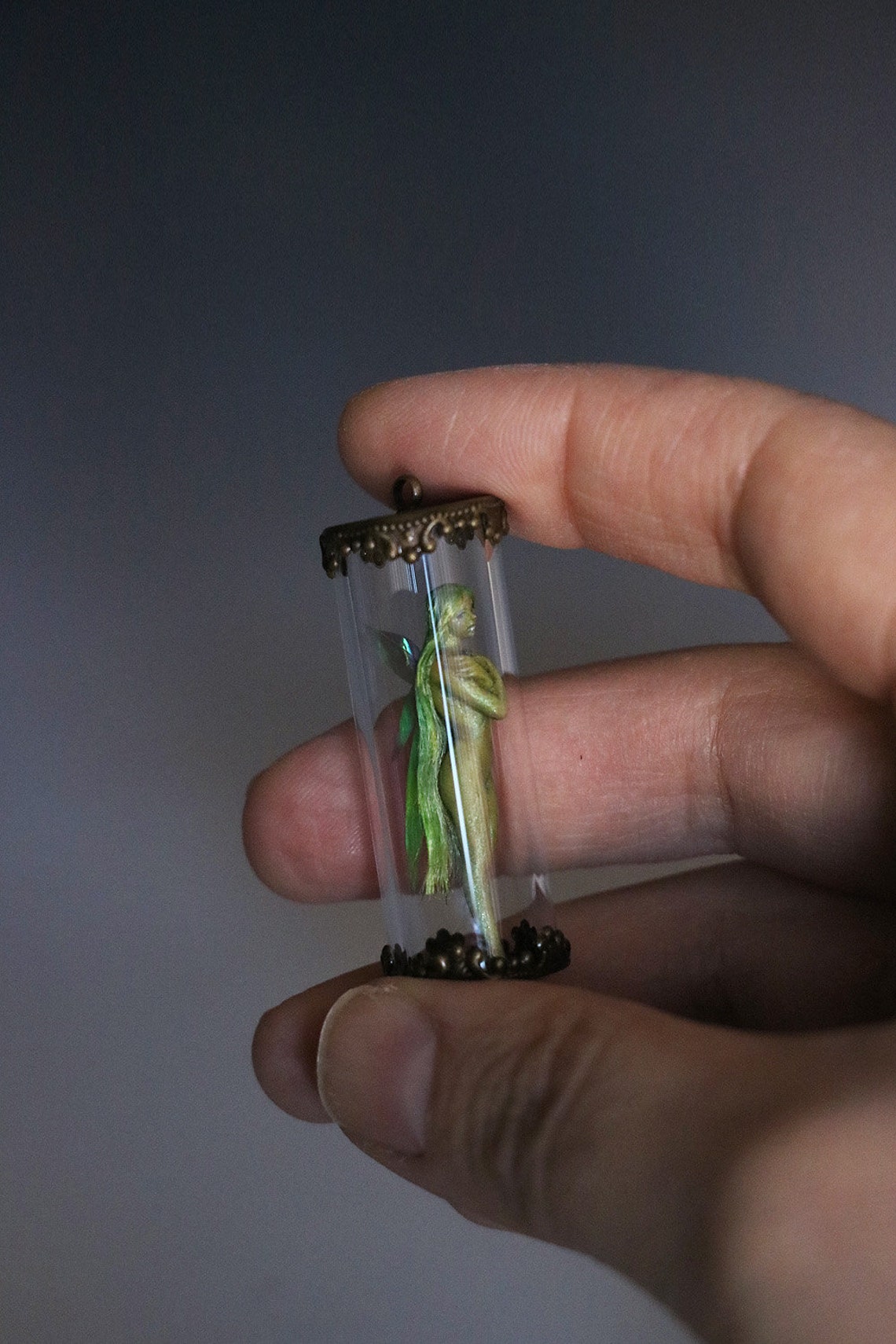 Miniature Absinthe Fairy in a Bottle bronze 40mm Glass Dome - Etsy