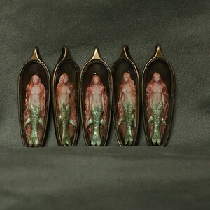 Miniature Mermaid Redhead Time Capsule in Bottle bronze 60mm Glass Vial ...