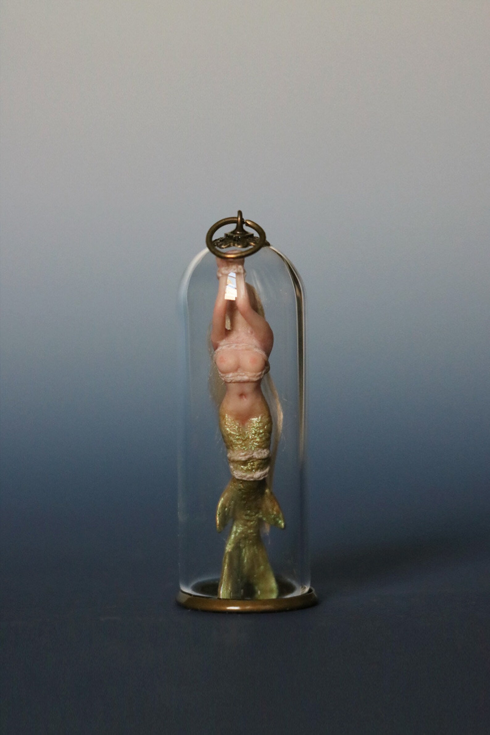 Miniature Captured Blonde Green Mermaid in Bottle bronze - Etsy