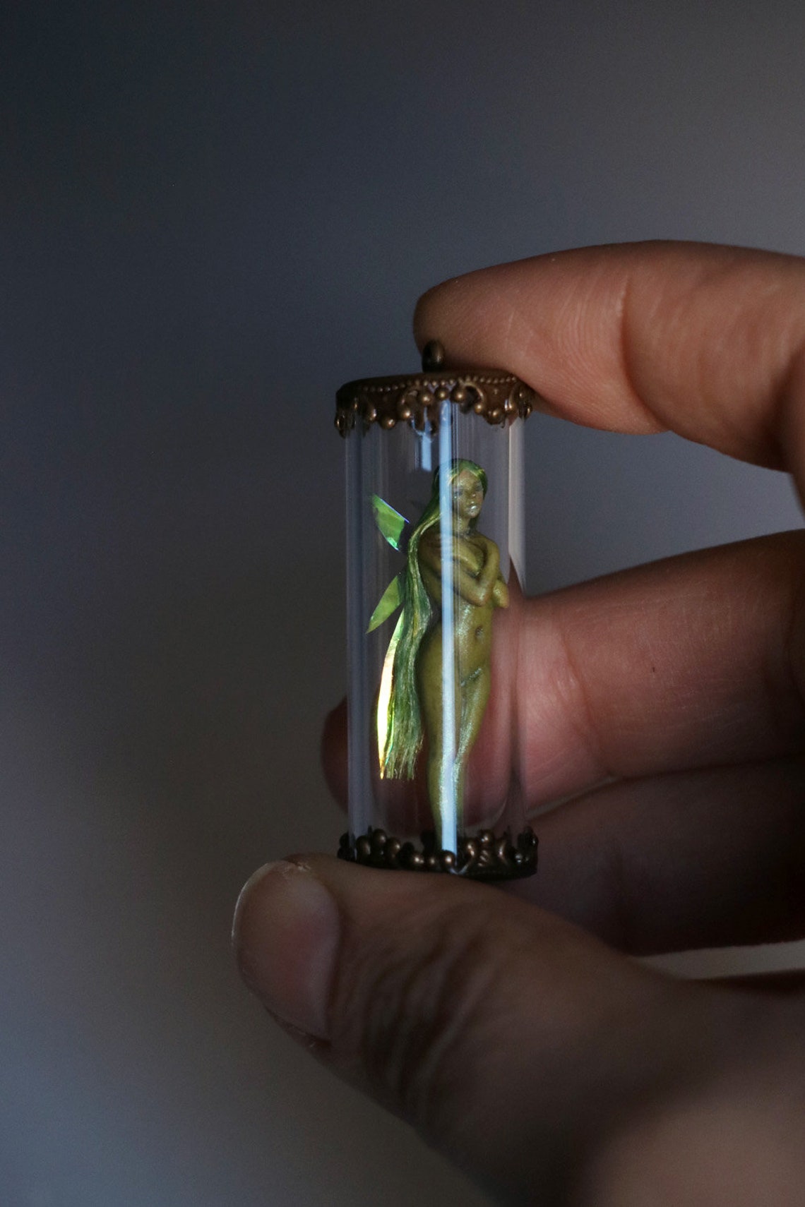 Miniature Absinthe Fairy in a Bottle bronze 40mm Glass Dome - Etsy